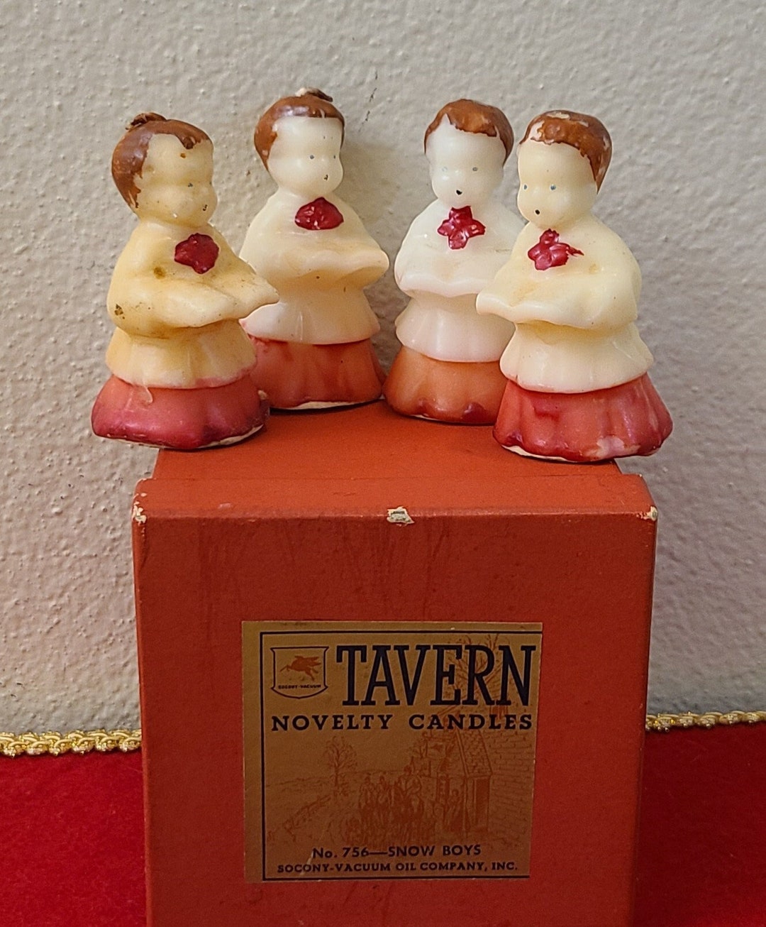 1950's Tavern Christmas Caroler Candles W/box-socony Vacuum Oil Company ...