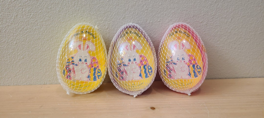 3 Vintage Jumbo Plastic Easter Egg Fillable Candy Containers-easter ...