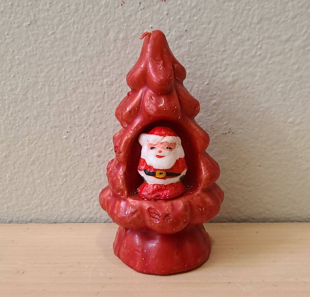 Vintage 5" Santa Tree Candle-gurley Type-vintage Christmas-christmas ...