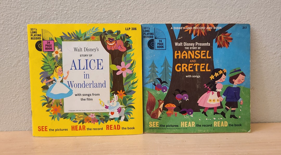 Vintage Alice in Wonderland & Hansel and Gretel Disney Book and 33 1/3 ...