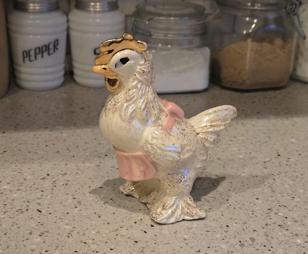 Vintage Iridescent Ceramic Hen Figurine-vintage Kitchen-farmhouse ...
