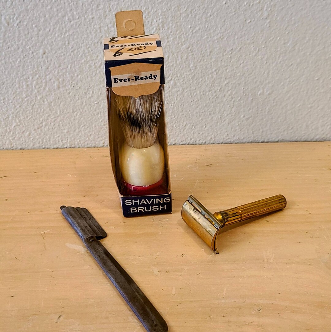 3 Pc Vintage Shaving Products-nos Ever Ready Shaving Brush-gillette ...