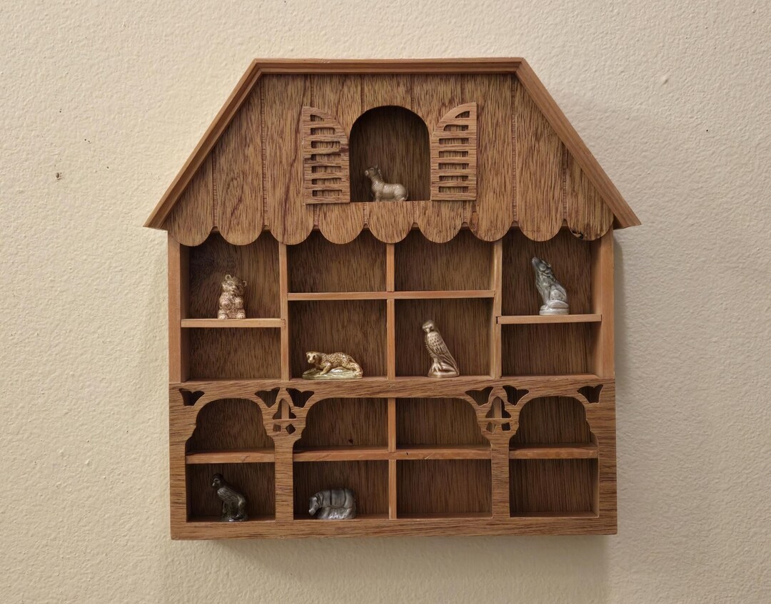 Vintage Wooden House Wall Display Shelf 14"x 14 1/2"-curio-printer Tray ...