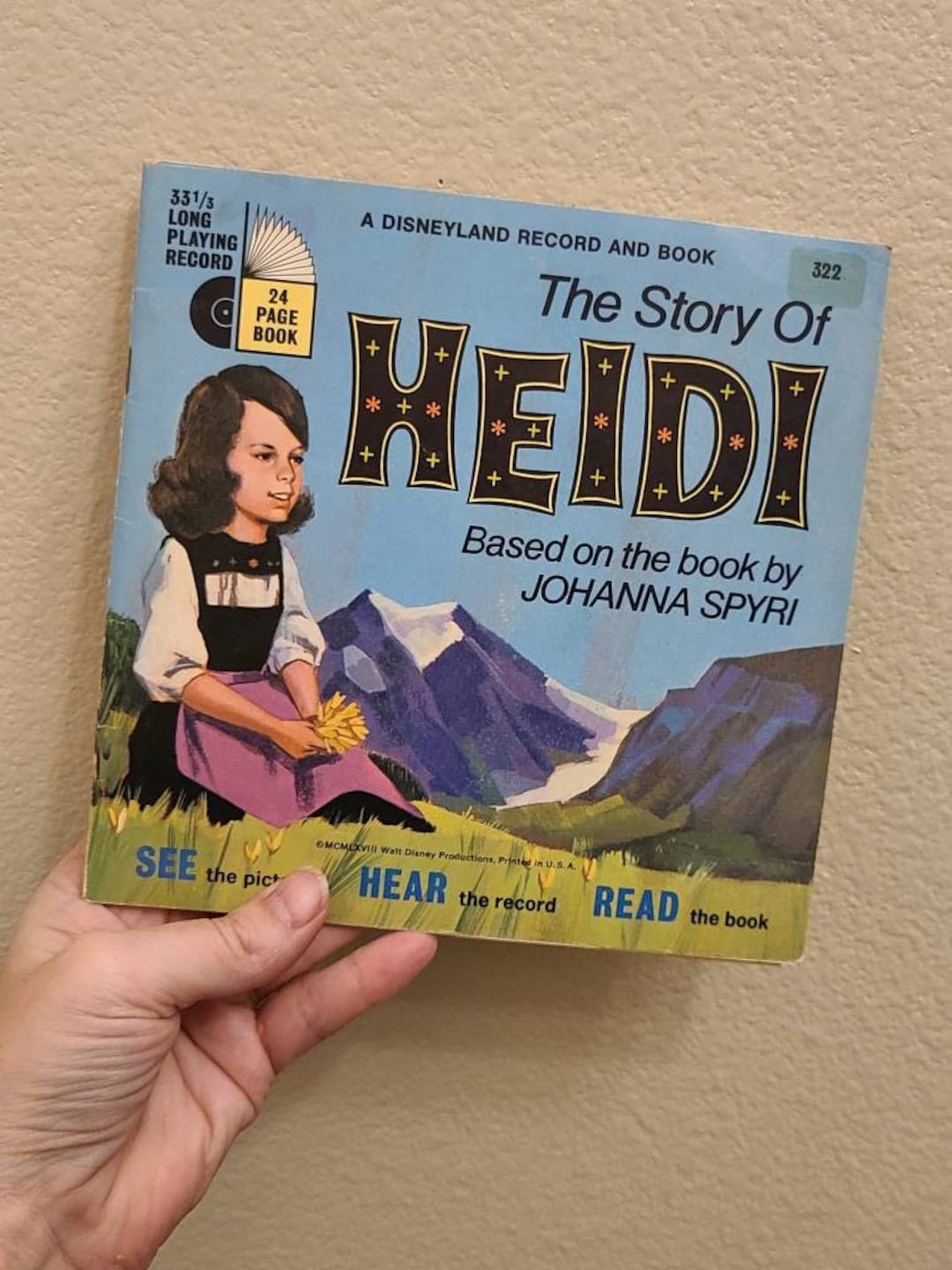 1968 the Story of Heidi by Johanna Spyri Book & 33 1/3 Record ...