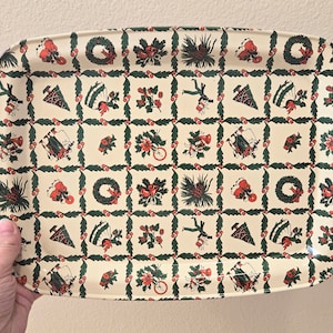 Vintage Christmas Tin & Plastic Trays-santa-poinsettia-vintage ...