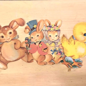 1960's 3pc Dennison Easter Bunny & Chick Cut Out Die Cut-vintage Easter ...