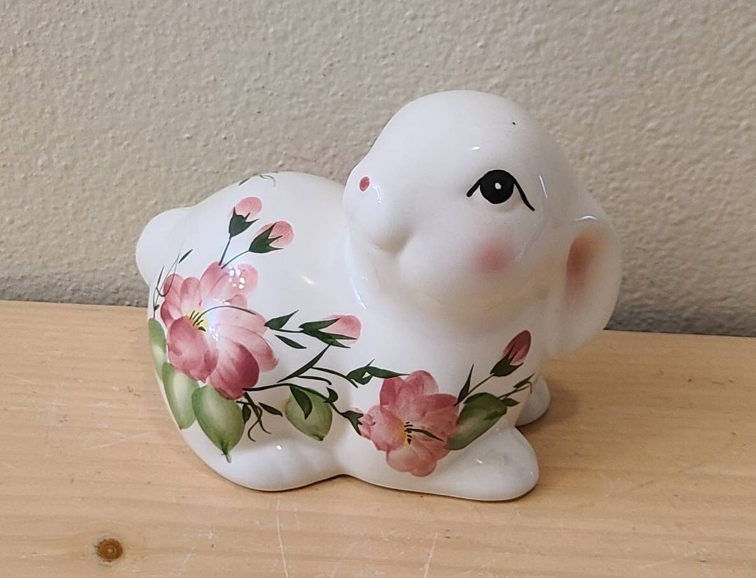 Vintage Ceramic Bunny Figurine-easter Bunny-easter Decor-vintage Easter ...
