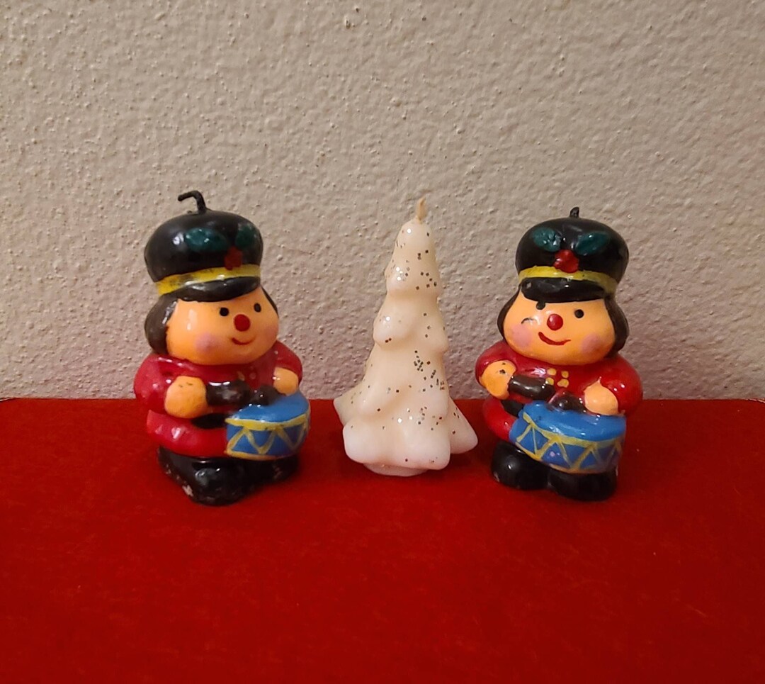 3 Vintage Toy Soldier & Tree Novelty Candles-christmas Decor-vintage ...