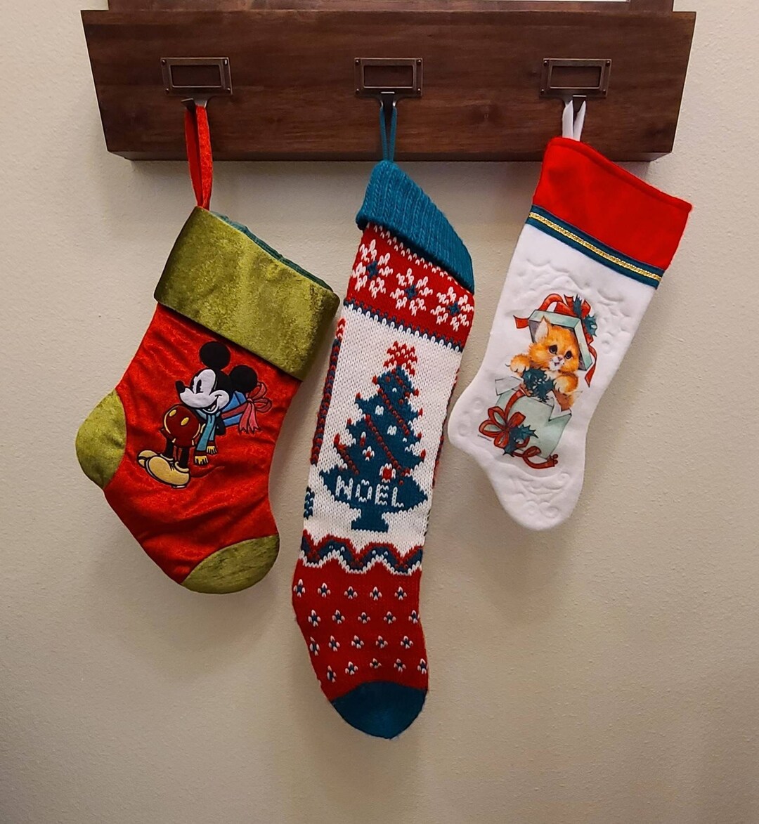 Vintage Christmas Stockings-santa's Best-disney-mickey Mouse-kitten-cat ...