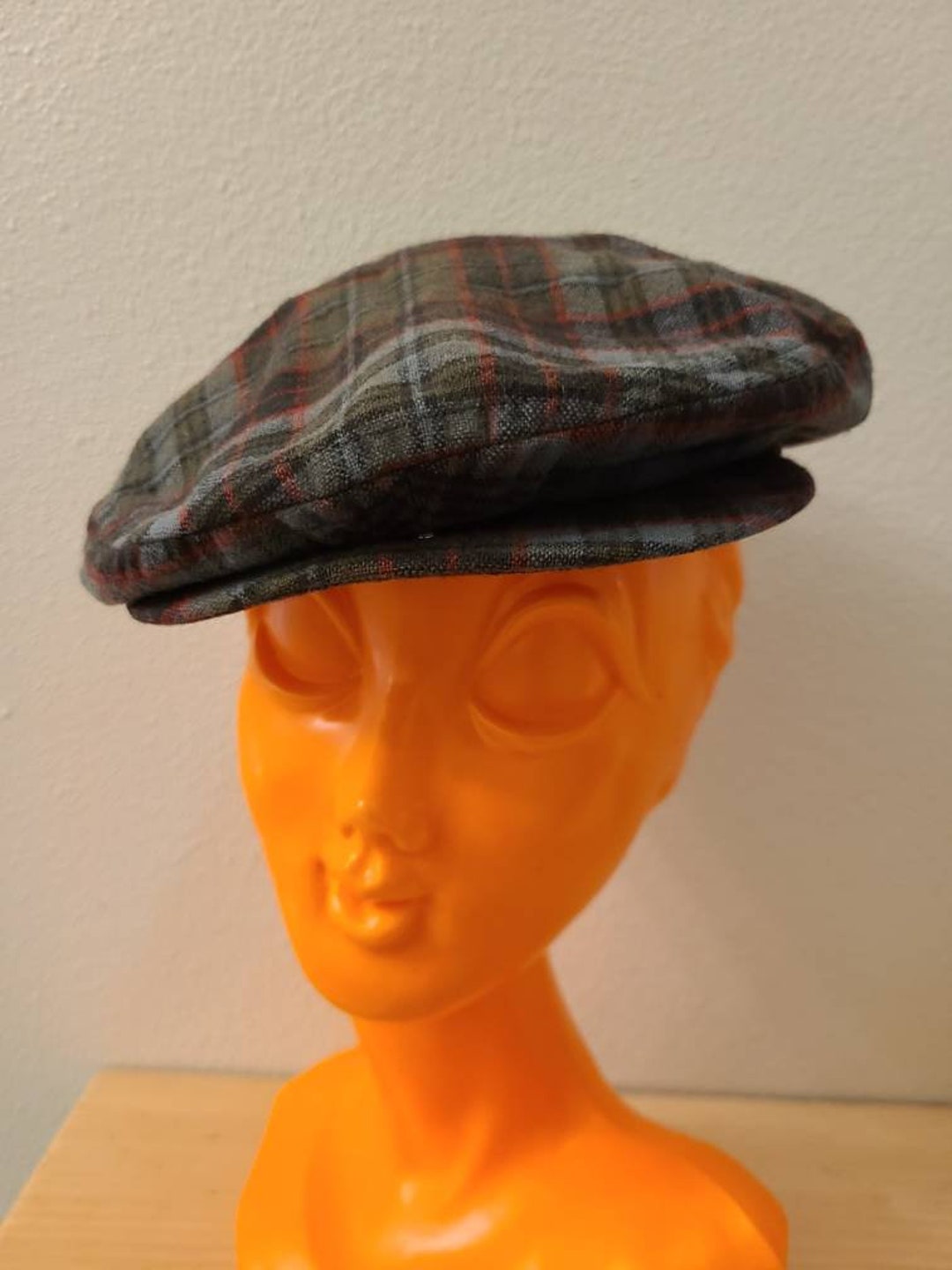 1940's Pendleton Woolen Mills Gray/black/red Plaid Wool Newsboy Cap ...