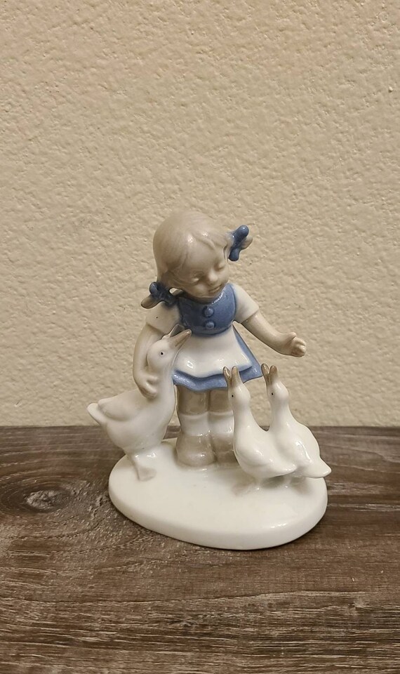Vintage Porcelain Girl With Geese - Etsy
