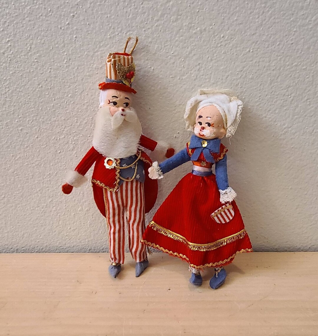 Vintage Patriotic Uncle Sam & Betsey Ross Doll Ornaments-americana-4th ...