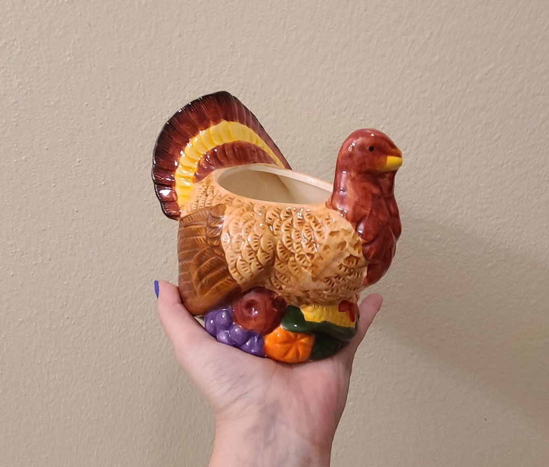 Vintage Ceramic Turkey Planter-vintage Thanksgiving-thanksgiving Table ...