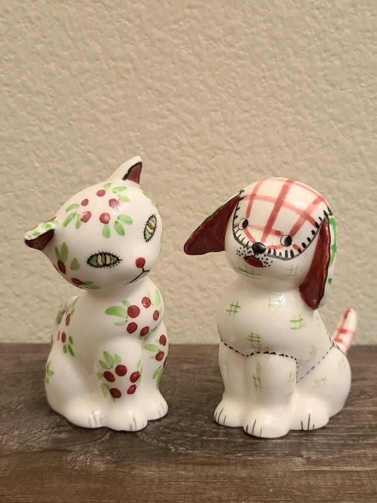 Kitchen & Dining Vintage Dog and Cat Salt and Pepper Pots Salt & Pepper ...
