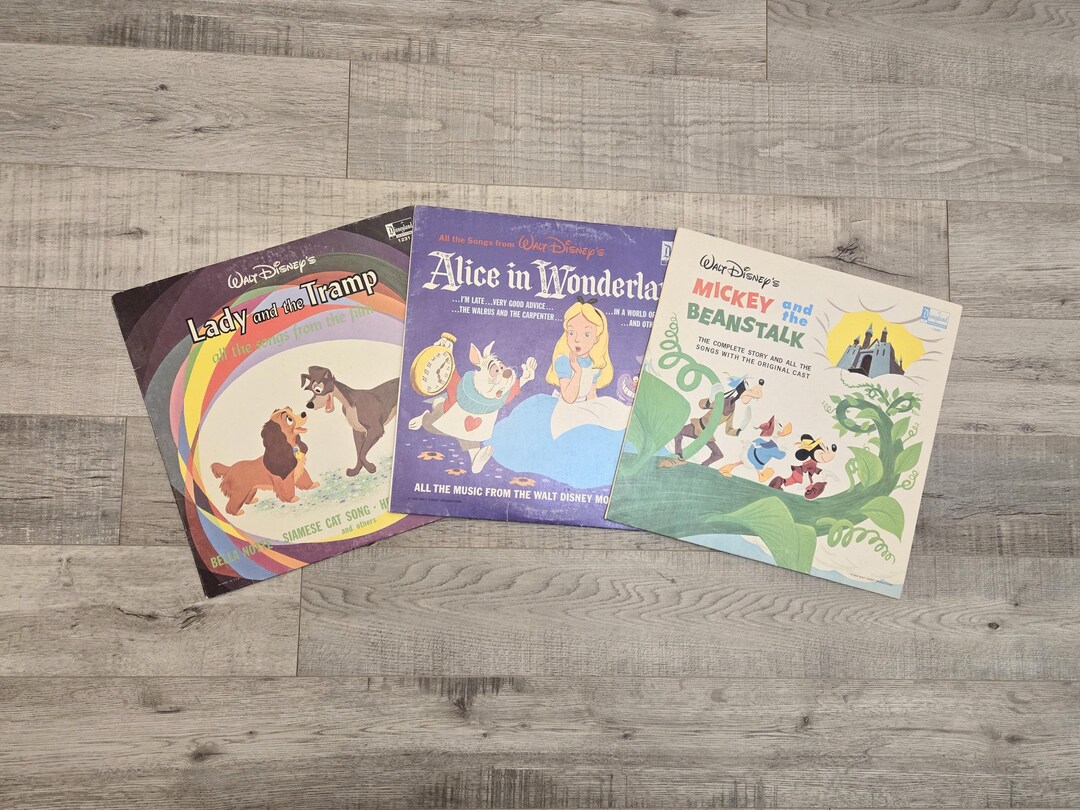 Vintage Walt Disney Vinyl Records-lady & Tramp-alice in Wonderland ...