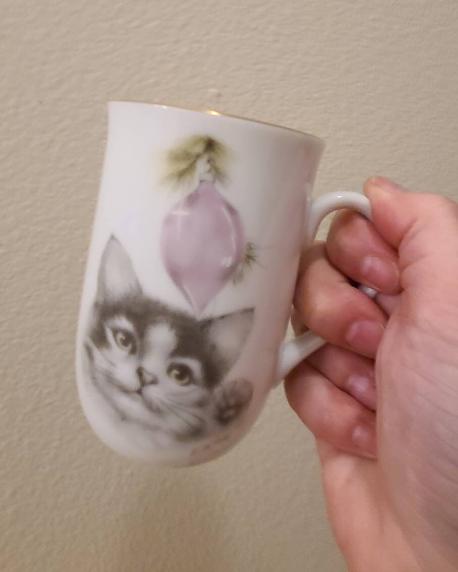 1990's Vintage Otagiri Cat Mug-kitten-tea Cup-christmas - Etsy