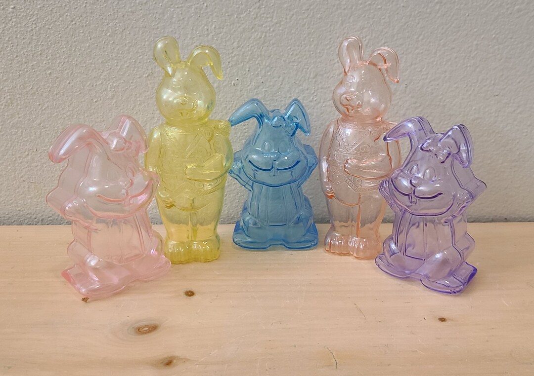 5 Vintage Plastic Bunny Fillable Candy Containers-easter Bunny-coin ...