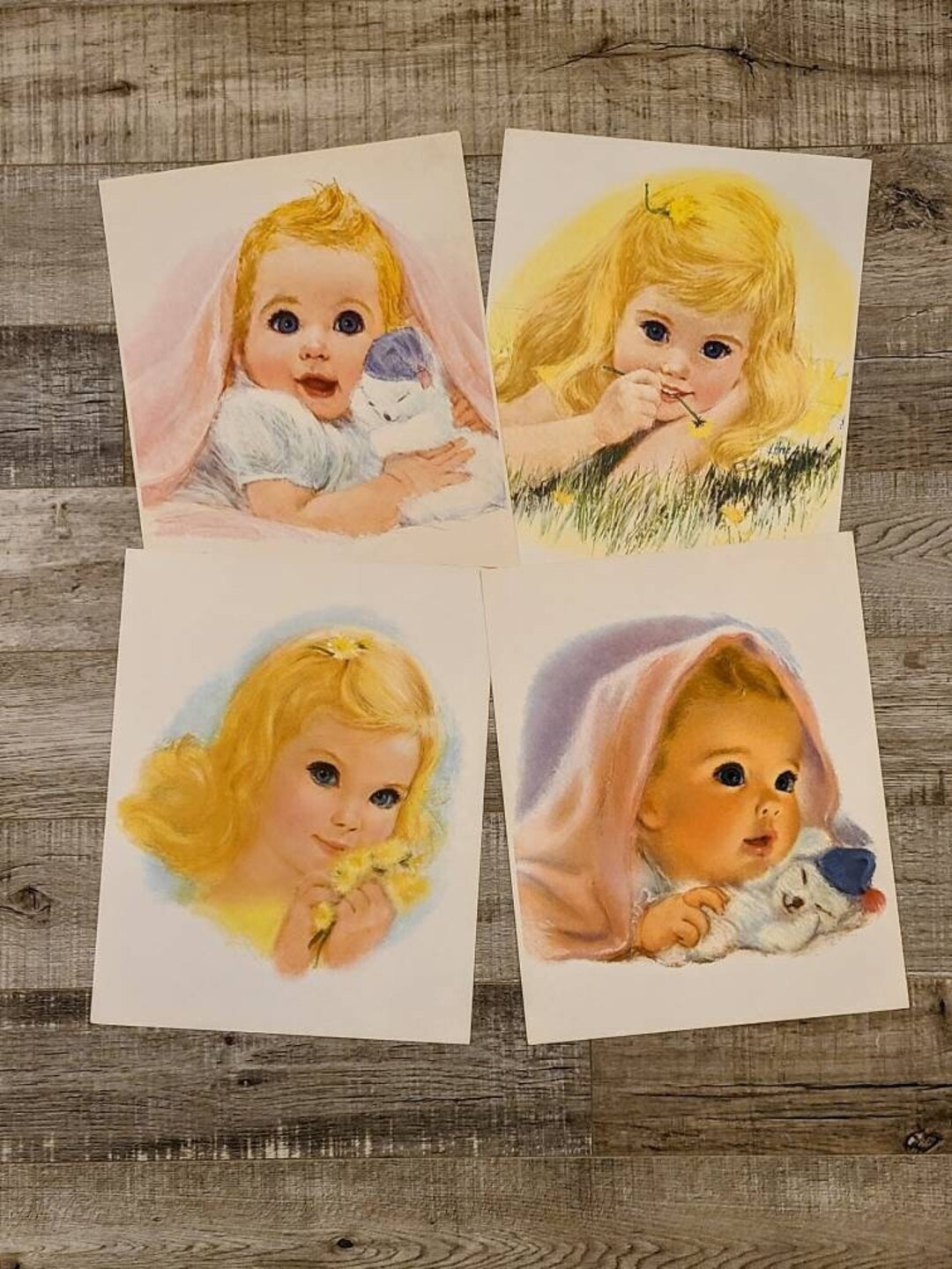1950's Set of 4 Northern Tissue American Beauty Portraits-nursery Decor ...