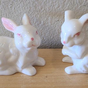 Vintage Porcelain White Bunny Figurines-easter Decor-vintage Easter ...