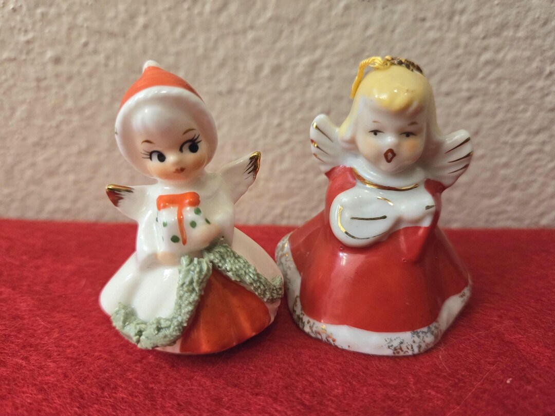 2 Vintage Miniature Bone China Angel Figurines-napco-ardart-vintage ...