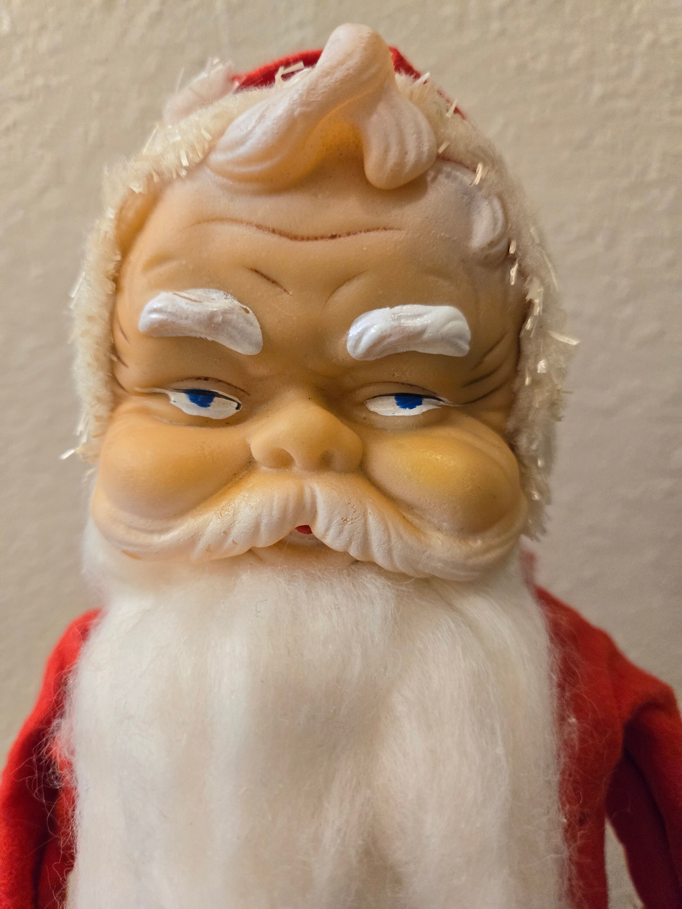 1950's Santa Rubber Face Posable Santa-mcm Christmas-vintage 1950's Santa Rubber Face Posable Santa-mcm Christmas-vintage