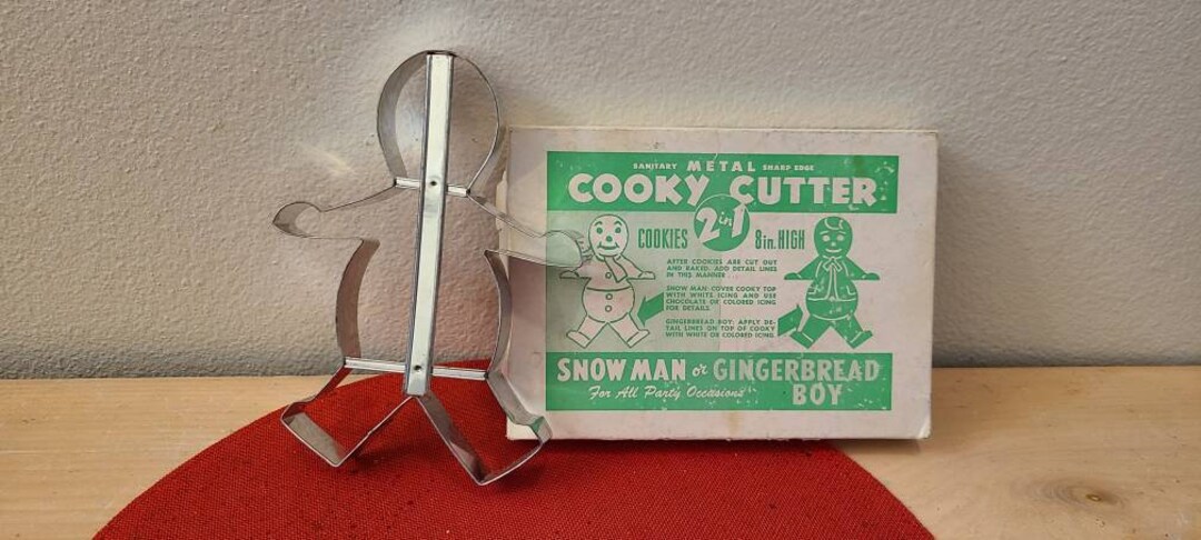 Vintage 2 in 1 Gingerbread Man & Snowman Cookie Cutter-vintage ...