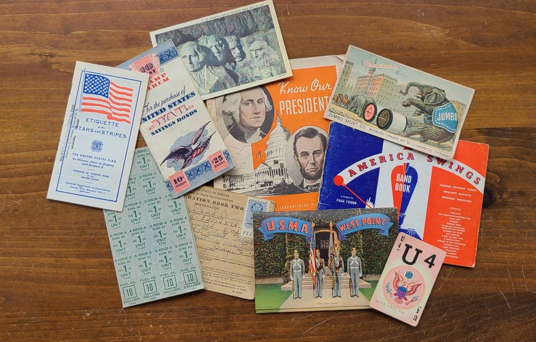 Vtg Patriotic Paper Ephemera-wwii-west Point-president-independence Day ...