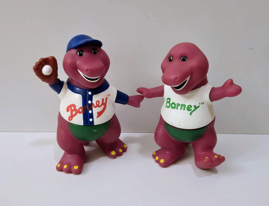 2pc 1990'a Barney the Dinosaur Toy Figurines-barney & Friends-baseball ...