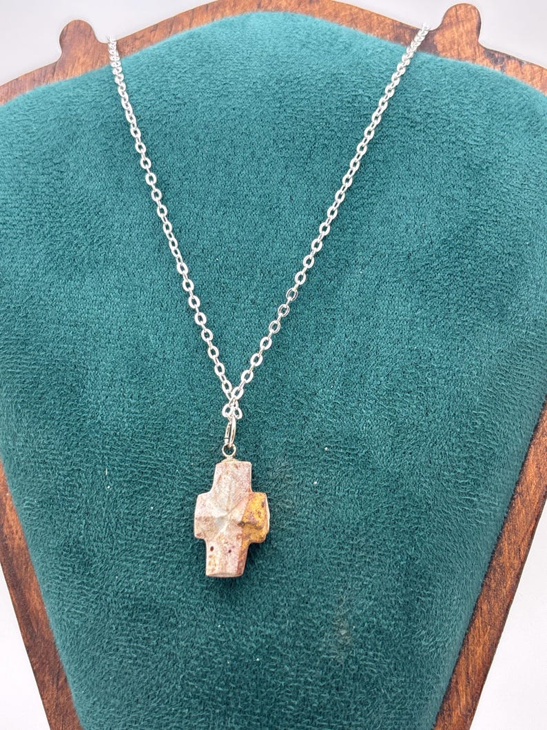 Fairy Stone Cross Necklace, Staurolite Christian Cross Pendant - Etsy