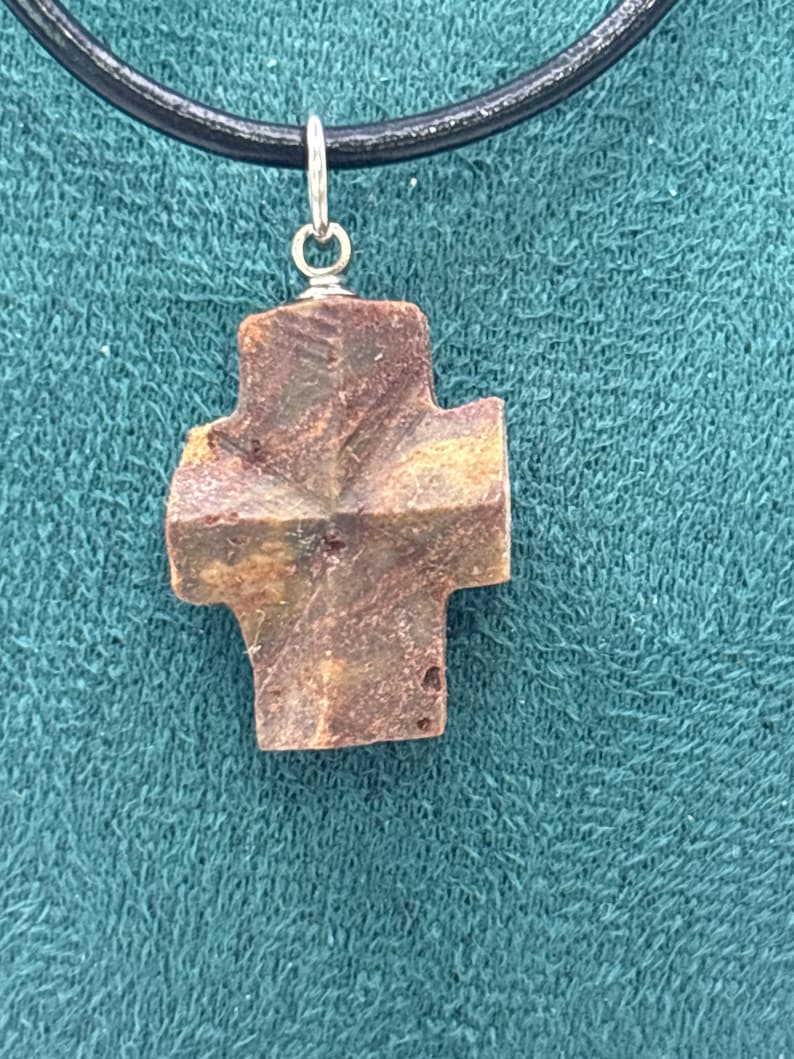Natural Staurolite Fairy Stone Cross Pendant Necklace, Christian Roman ...