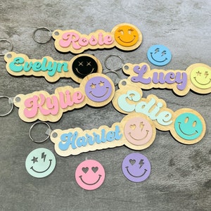 Personalized Kids Backpack Name Tags - Smiley - Luggage Tag, Retro ...