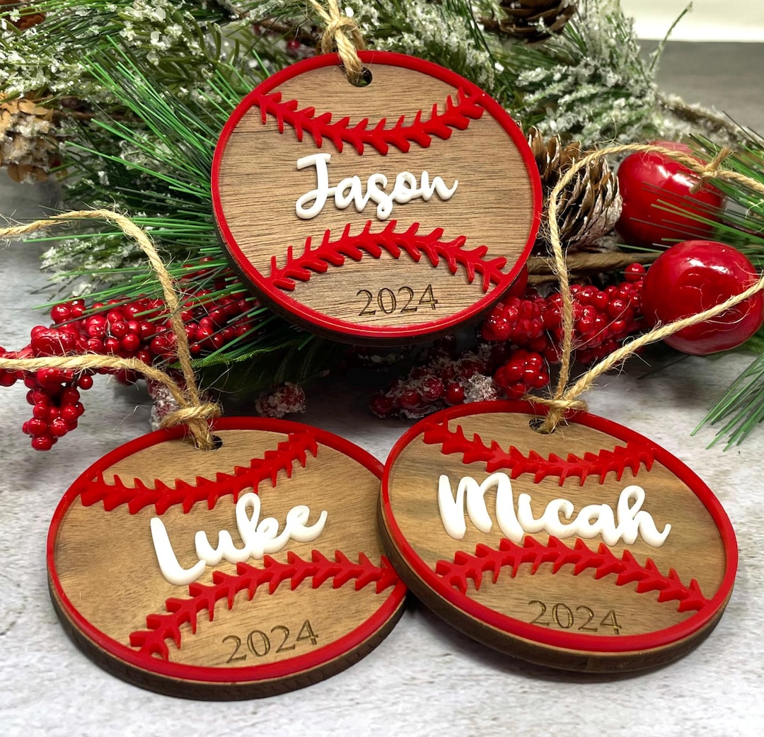 Personalized Baseball Christmas Ornament 2024, Boy's Christmas Ornament ...
