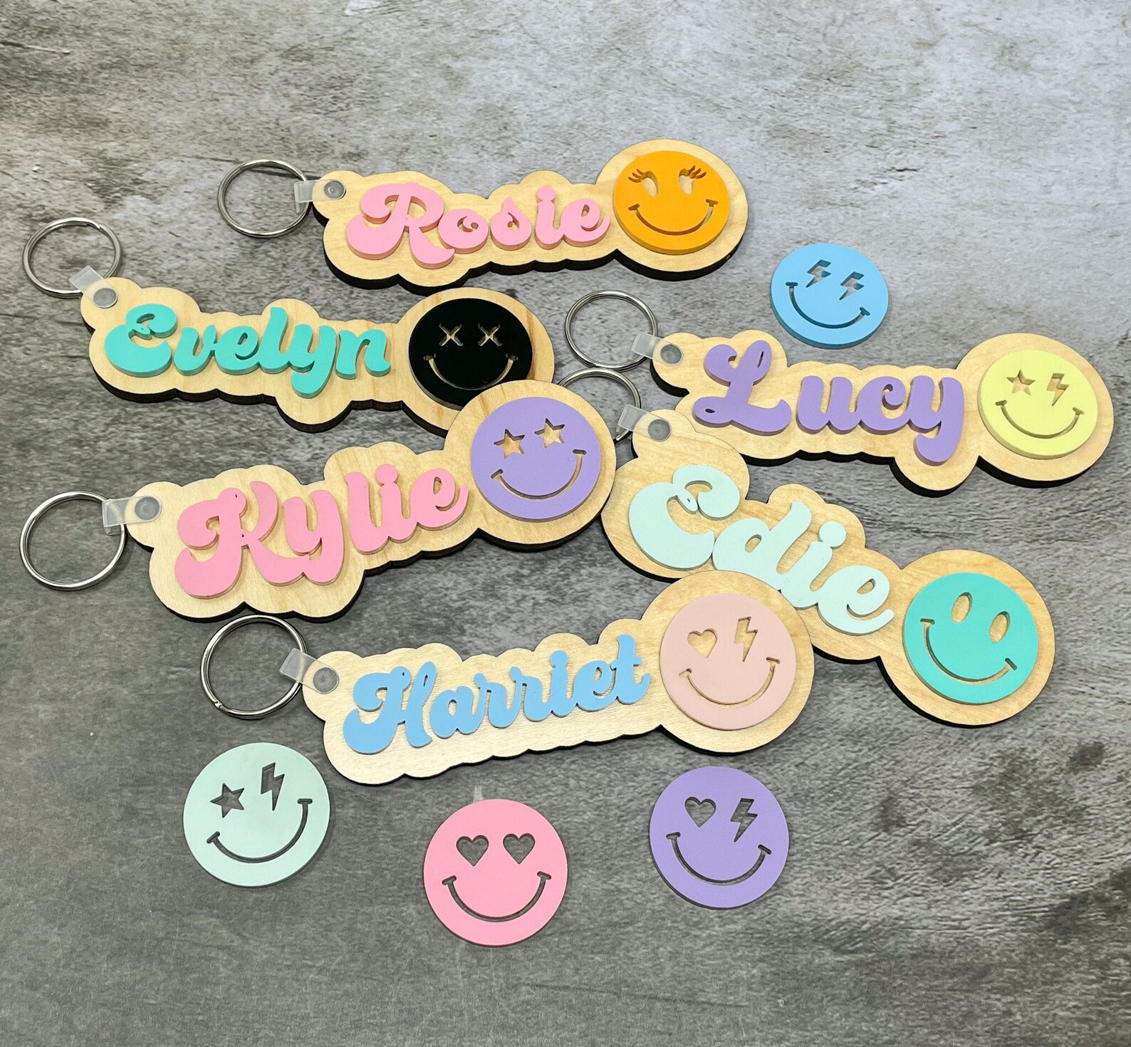 Personalized Kids Backpack Name Tags - Smiley - Luggage Tag, Retro ...