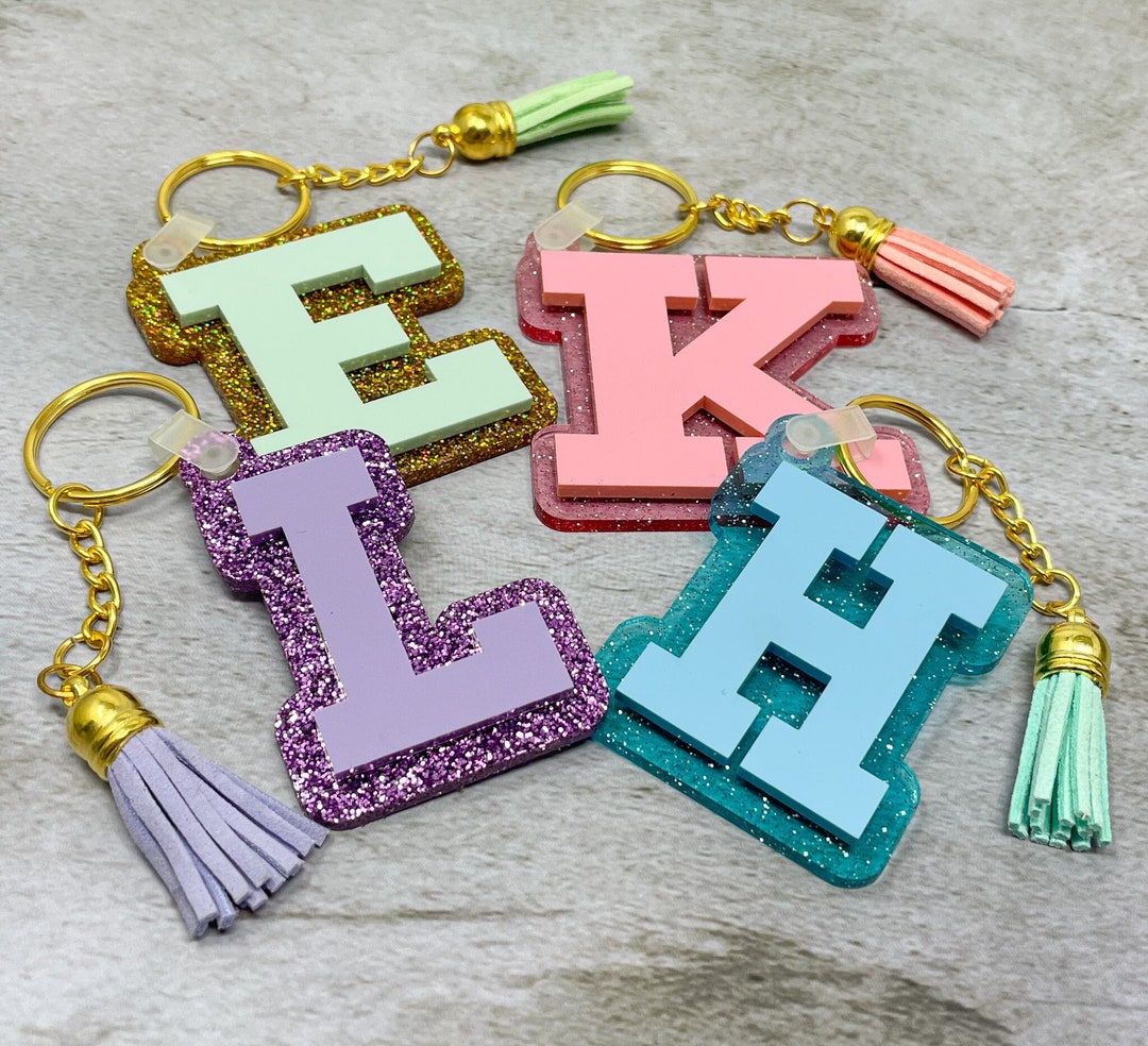 Varsity Letter Backpack Tag - Initial Keychain - Baby Bag Tag - Diaper ...