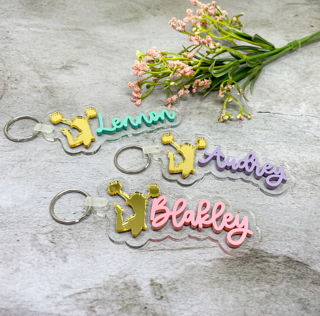 Cheer Name Tag - Back to School, Personalized Keychain, Backpack Tags ...