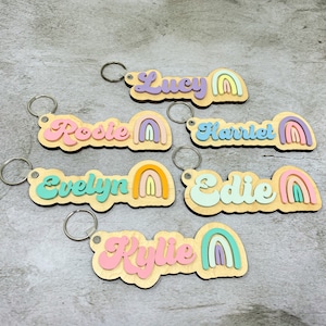 Personalized Kids Backpack Name Tags - Rainbow - Luggage Tag, Rainbow ...