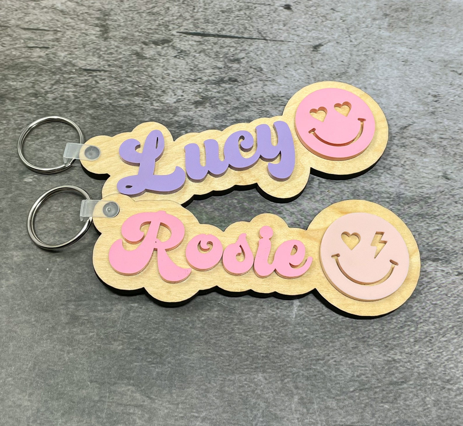 Personalized Kids Backpack Name Tags - Smiley - Luggage Tag, Retro ...