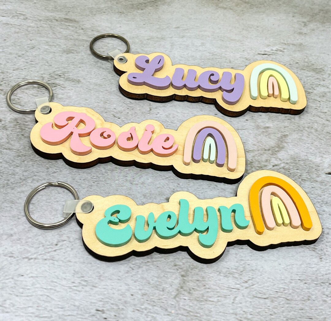 Personalized Kids Backpack Name Tags - Rainbow - Luggage Tag, Rainbow ...