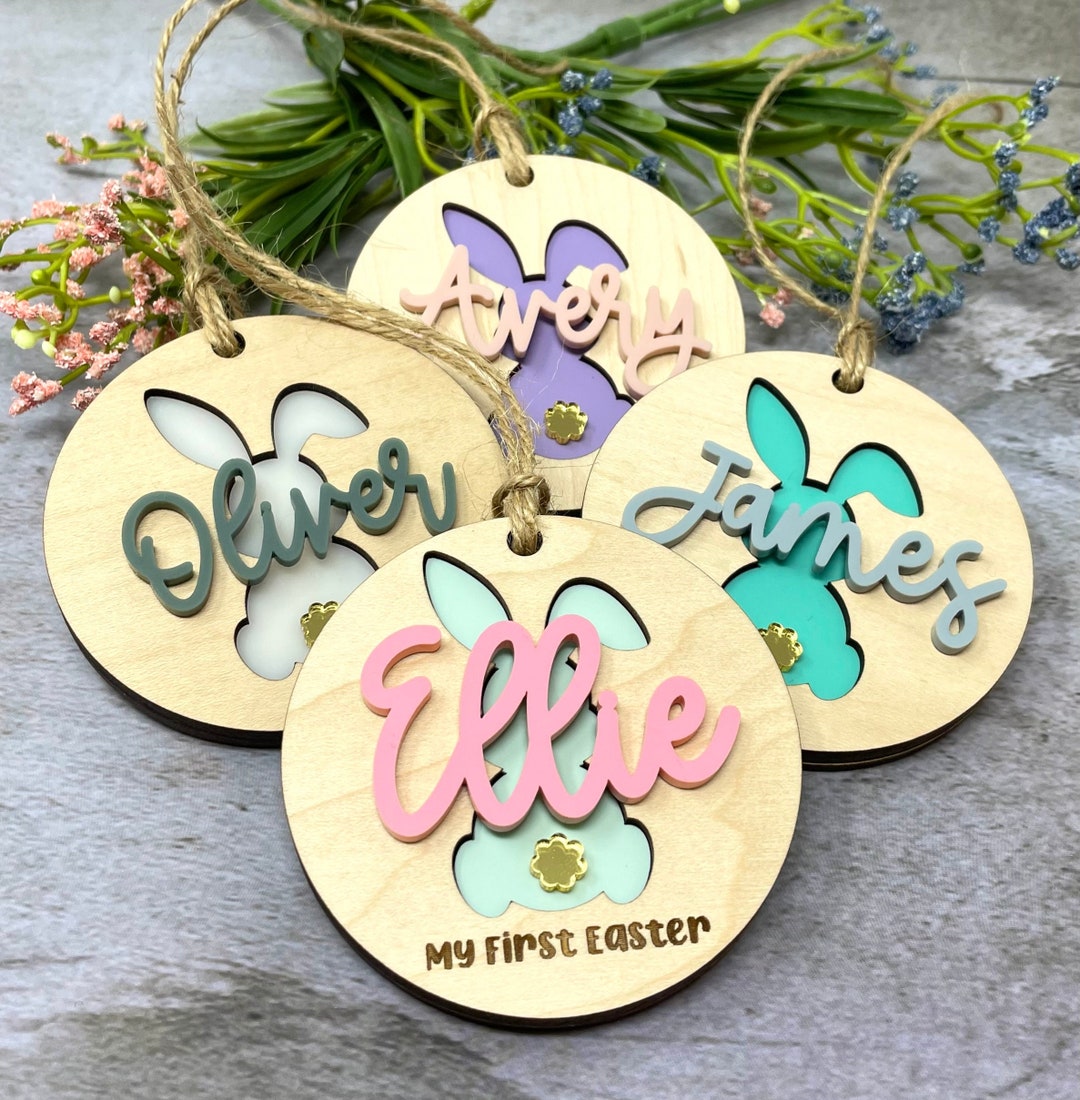 Baby's First Easter Basket Tag, Easter Ornament , Easter Basket Tag ...