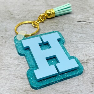 Varsity Letter Backpack Tag - Initial Keychain - Baby Bag Tag - Diaper ...