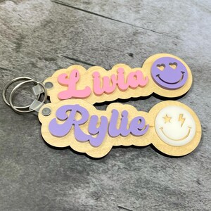 Personalized Kids Backpack Name Tags - Smiley - Luggage Tag, Retro ...