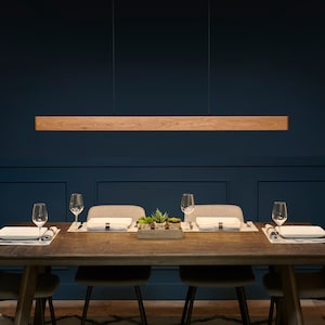 Seks Oval Linear Suspension Chandelier | Wooden LED Chandelier | Linear ...