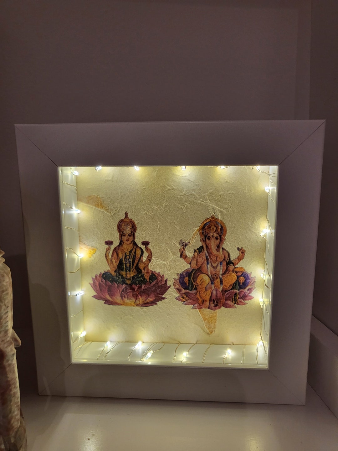 Laxmi & Ganesh Light up Box Frame for Diwali. Gift or for Your - Etsy
