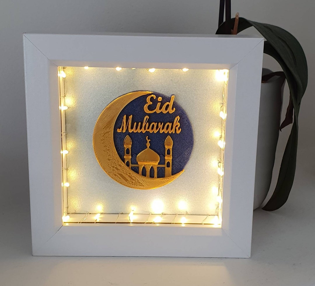 Eid Mubarak Blue Light up Box Frame. Gift or for Your Home - Etsy