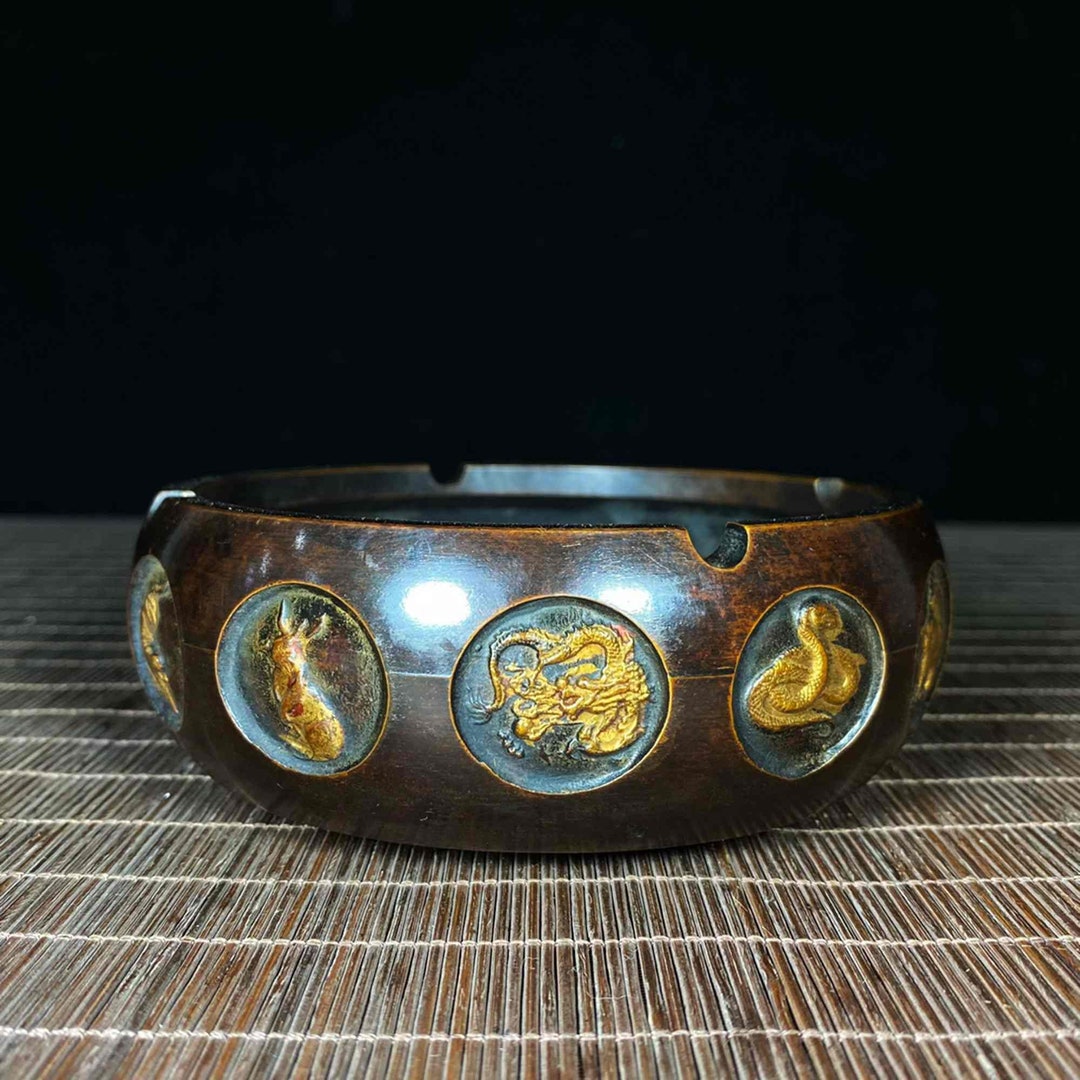 Antique Brass Zodiac Signs Ashtray, Antique Collection, Home Decoration ...