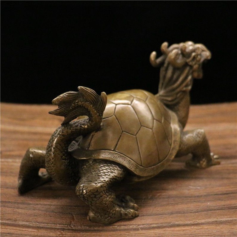Solid Brass Craved Dragon Turtle Statue, Town House God Beast ...
