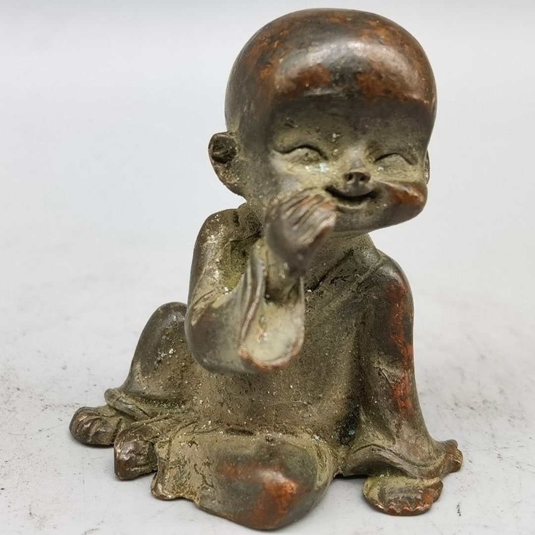 Brass Carved Little Monk Statue Home Decor - Etsy