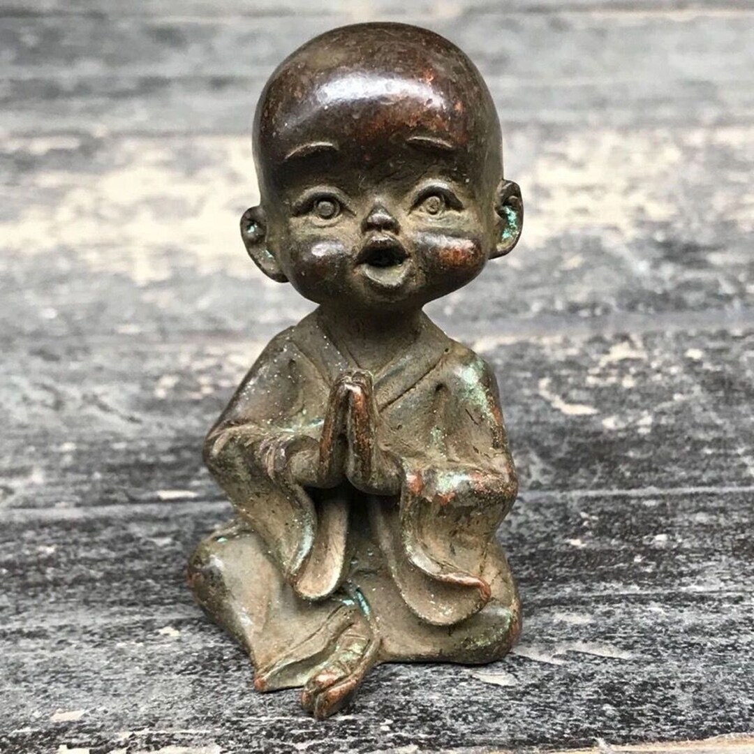Brass Carved Little Monk Statue, Home Decor - Etsy