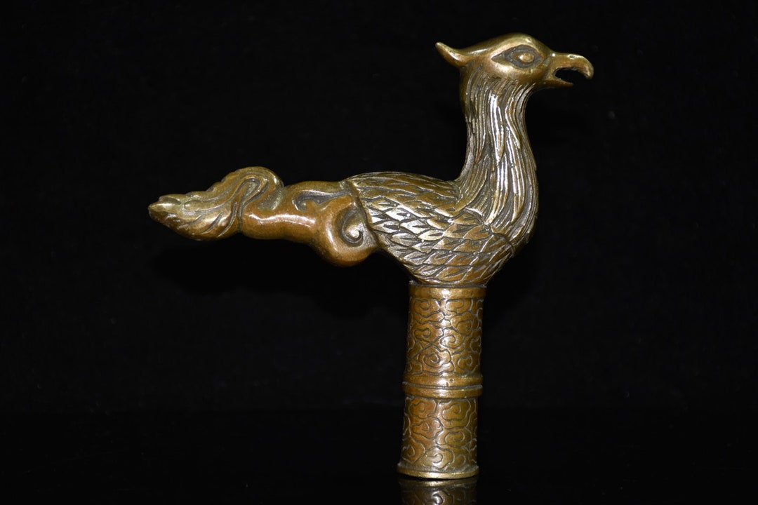 Brass Hand-carved Phoenix Cane Head a Gift for the Elderly - Etsy