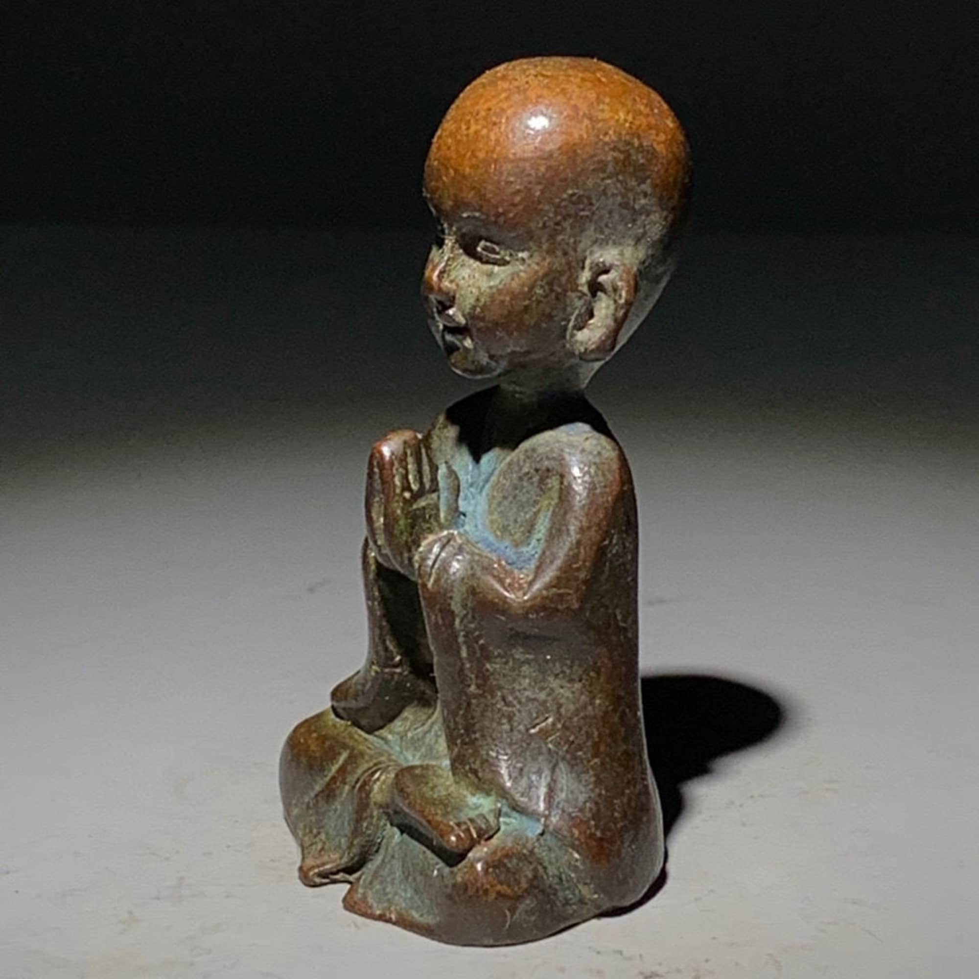 Antique Brass Little Monk Statue Home Decor - Etsy